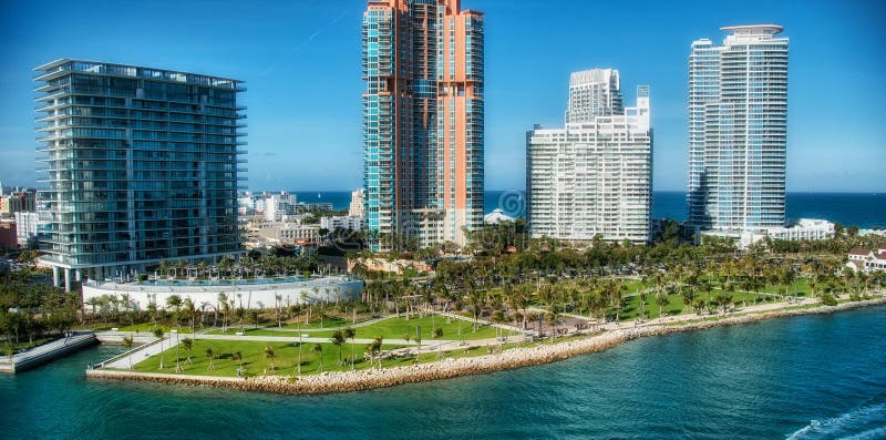 Beautiful Coast and Buildings of Florida - Miami Stock Photo - Image of ...