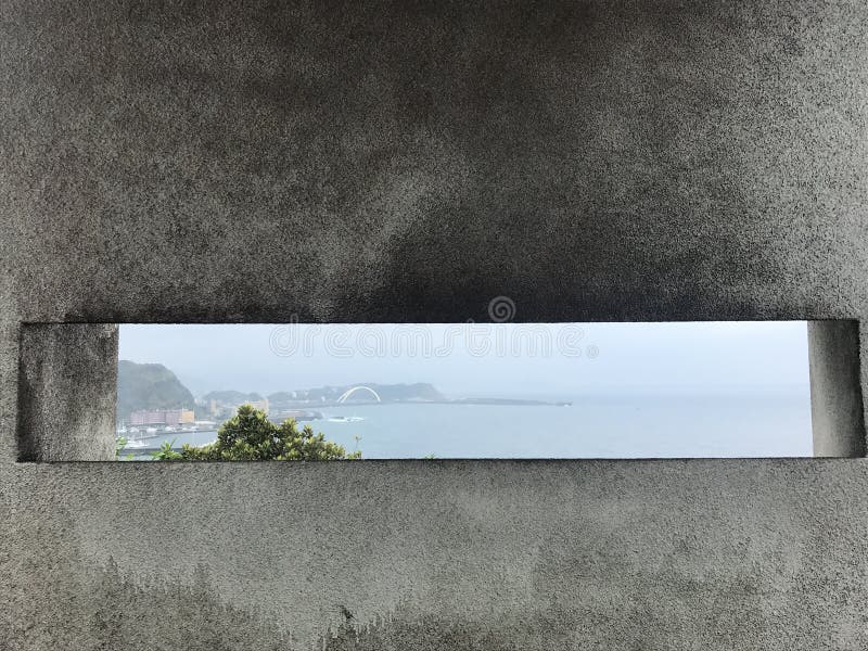 Beautiful Coast View through the Wall Gap Stock Photo - Image of girl ...