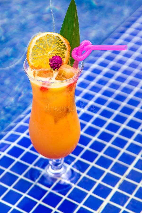 Beautiful Cocktail by the Pool. Selective Focus Stock Photo - Image of ...