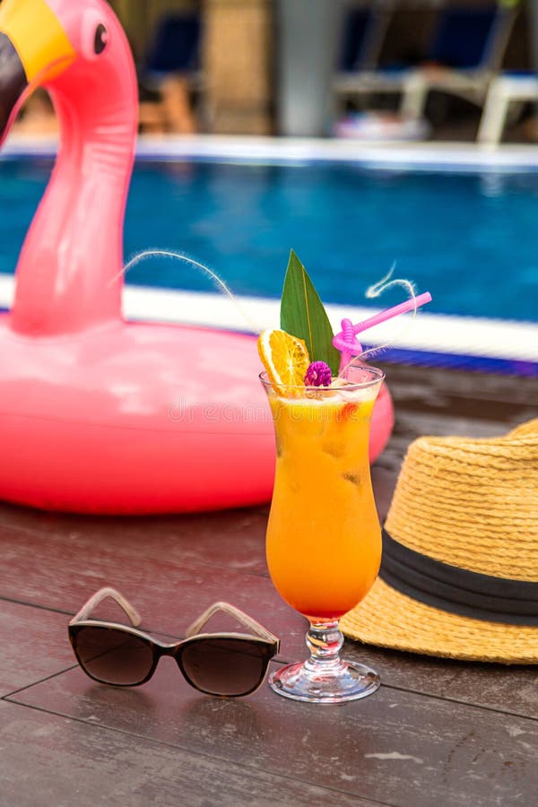 Beautiful Cocktail by the Pool. Selective Focus Stock Image - Image of ...