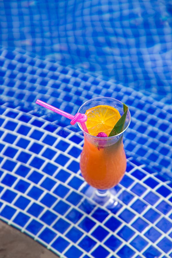 Beautiful Cocktail by the Pool. Selective Focus Stock Image - Image of ...