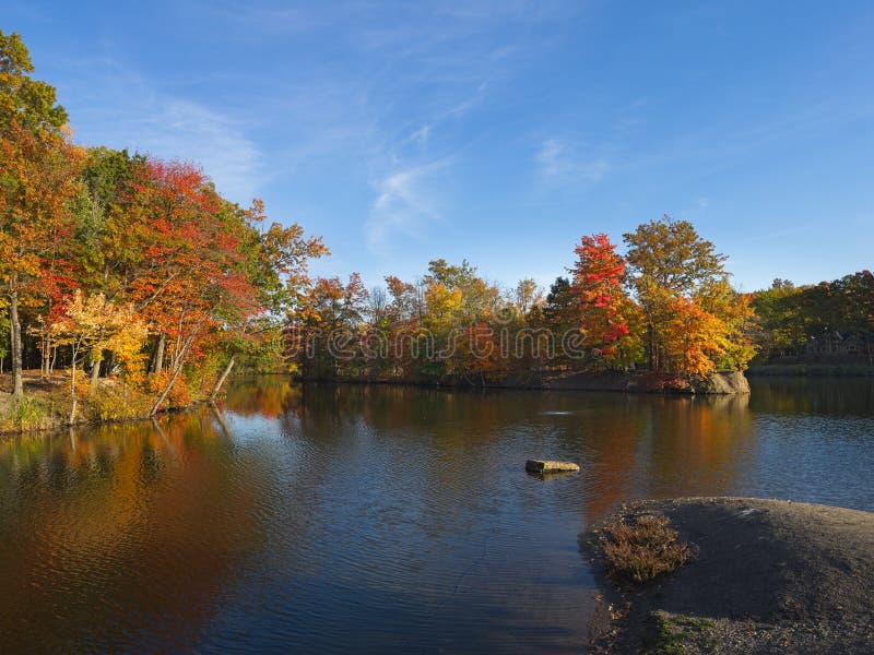 Beautiful Coe Lake with Brilliant Fall Colors Stock Photo - Image of ...