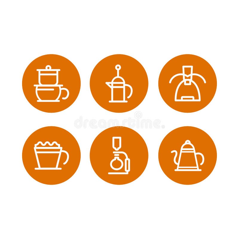 Coffee Brewing Methods Icons Set Stock Illustrations – 76 Coffee ...