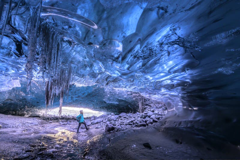 Beautiful and Cold Ice Cave in Iceland Stock Photo - Image of aurora ...