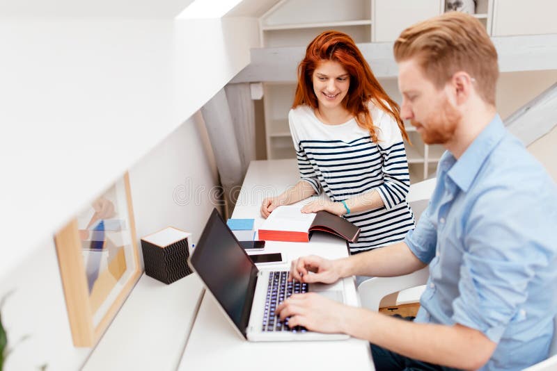 Beautiful Colleagues Working on Project Stock Image - Image of ...