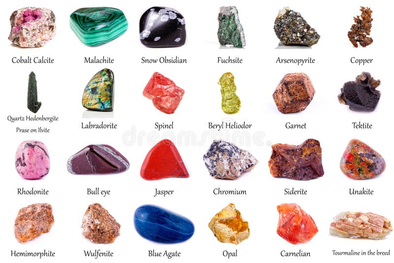 Beautiful Collection of Geological Minerals on a White Background Stock ...