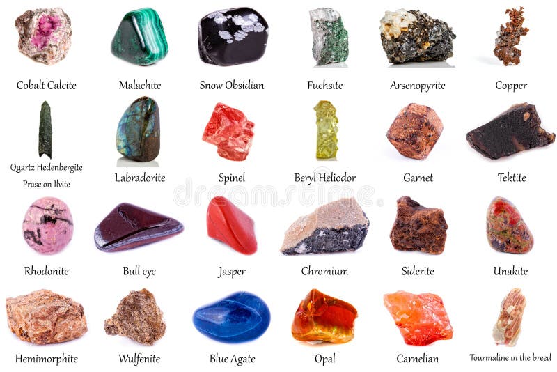 Beautiful Collection of Geological Minerals on a White Background Stock ...