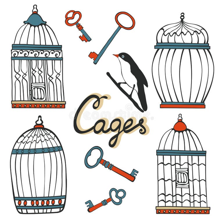 Beautiful Collection of Hand Drawn Cages Stock Vector - Illustration of ...