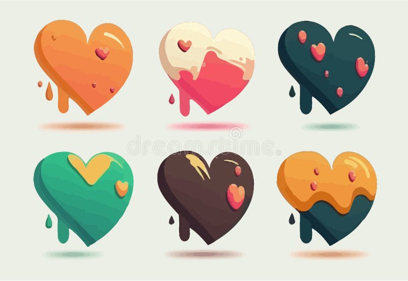 Beautiful Collection of Love Hearts Painted in Modren Style Stock ...