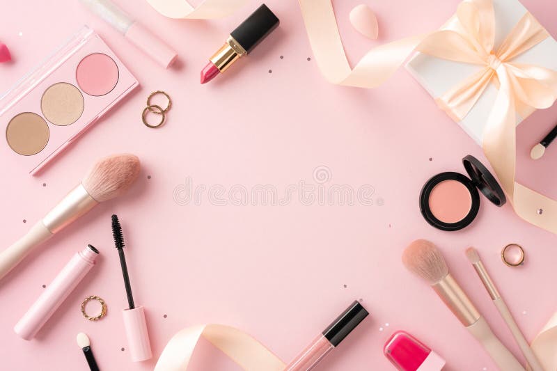 A Beautiful Collection of Makeup and Cosmetics Tools Arranged Artfully ...