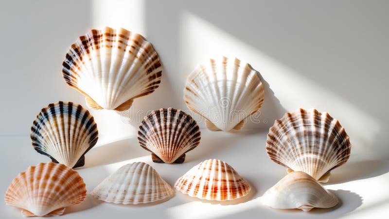 Beautiful Collection Scallop Shells Showcasing Unique Textures Colors ...