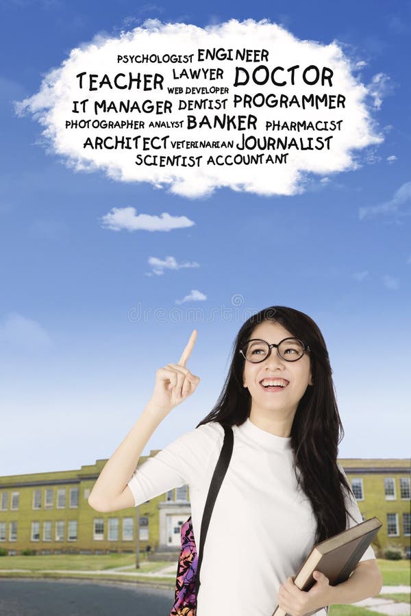 Beautiful College Student Imagines Her Dream Stock Photo - Image of ...