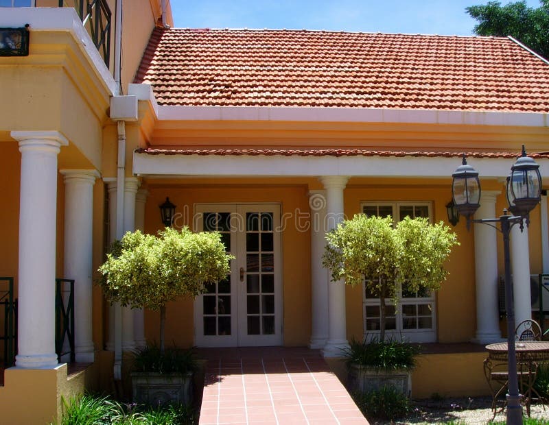 Beautiful Colonial House with a Lantern and Columns Stock Image - Image ...