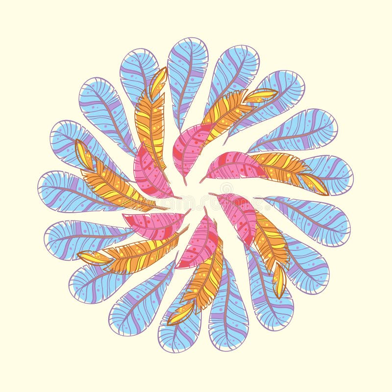 Feather Circle Infinite Card Stock Vector - Illustration of background ...