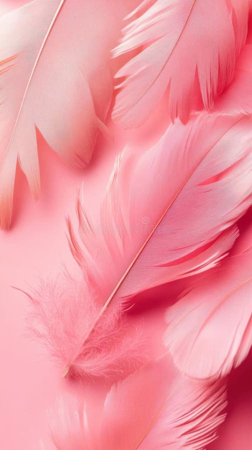 Beautiful Color Feathers on Pink Background, Feather Texture, Pink ...