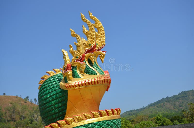 Beautiful Color Naga Sculpture Stock Image - Image of culture ...