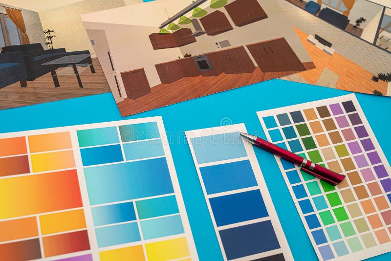 Beautiful Color Palette with Cool Sketches Spread Out on a Spacious ...