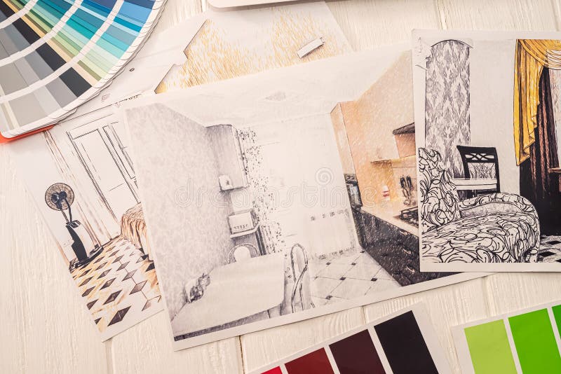 Beautiful Color Palette with Cool Sketches Spread Out on a Spacious ...