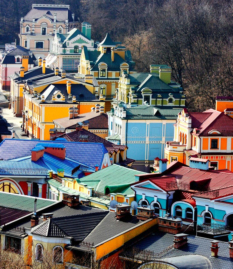 Beautiful Colored Little Buildings of Podol Editorial Stock Photo ...