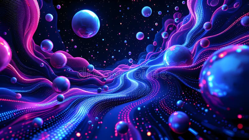 Beautiful Colored Space Lines with Bubbles Abstract Background Stock ...