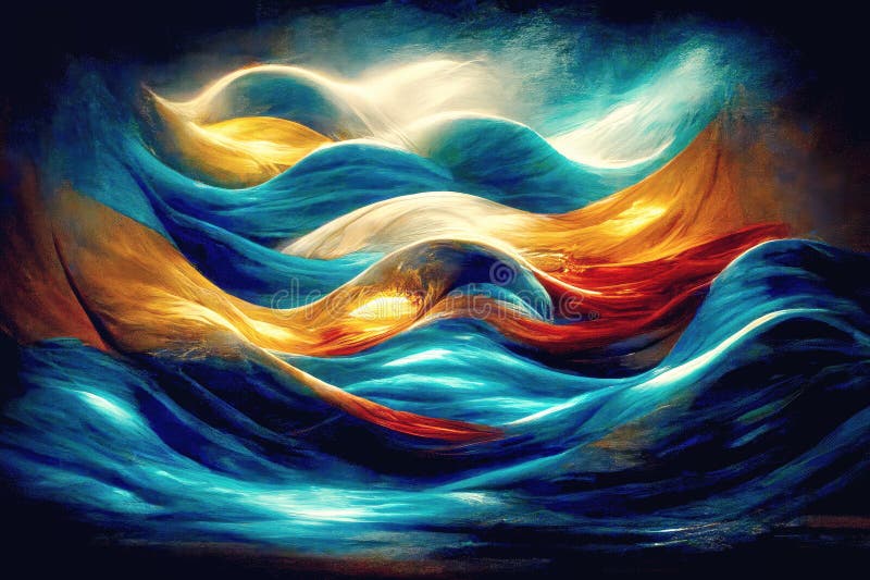 Beautiful Colored Waves. Digital Art. Stock Illustration - Illustration ...