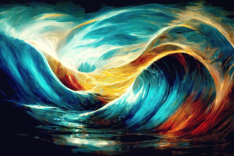 Beautiful Colored Waves. Digital Art. Stock Illustration - Illustration ...