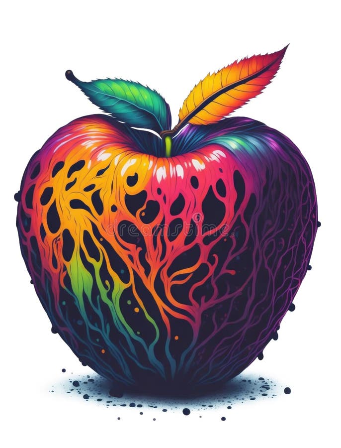 Beautiful Colorful Apple Graphic Isolated on White Background Stock ...