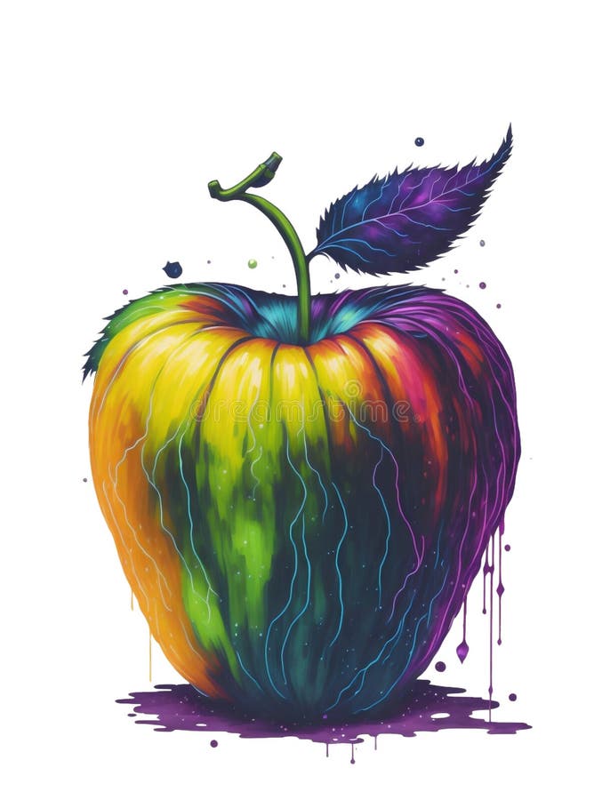 Beautiful Colorful Apple Graphic Isolated on White Background Stock ...