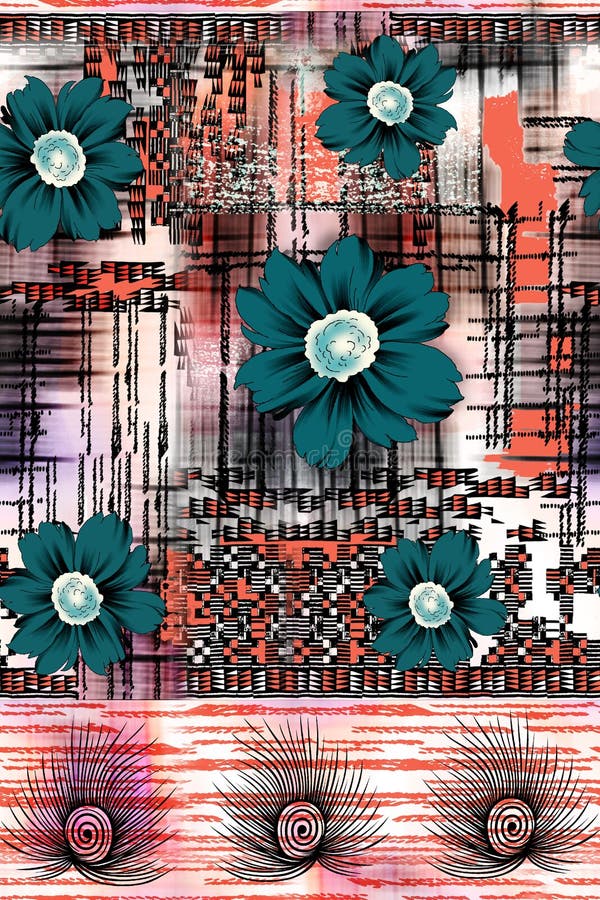 Abstract Colorful Block Print Pattern Stock Illustration - Illustration ...