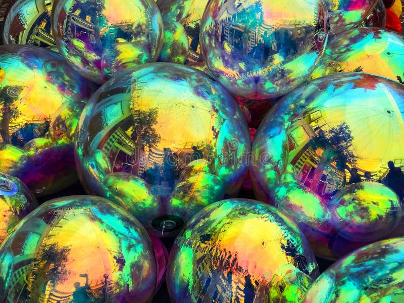 Beautiful and Colorful Balloon Ball Decorations Like a Rainbow Stock ...