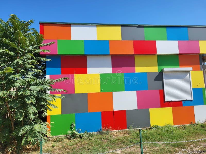 Beautiful Colorful Bright Facade of a Small Building on a Sunny Day ...