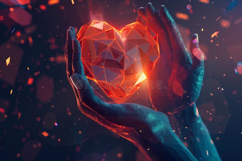 Beautiful Colorful Decorative Heart in Human Hands Stock Photo - Image ...