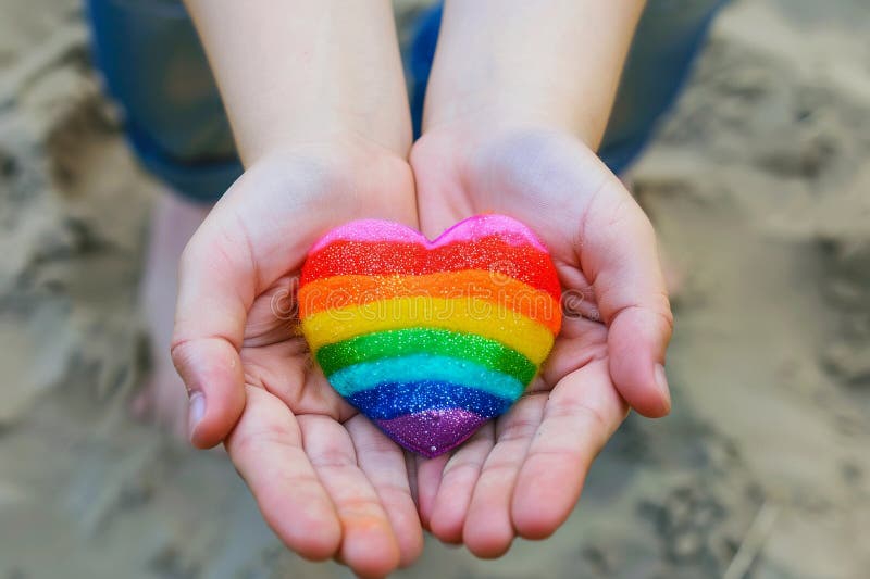 Beautiful Colorful Decorative Heart in Human Hands Stock Illustration ...