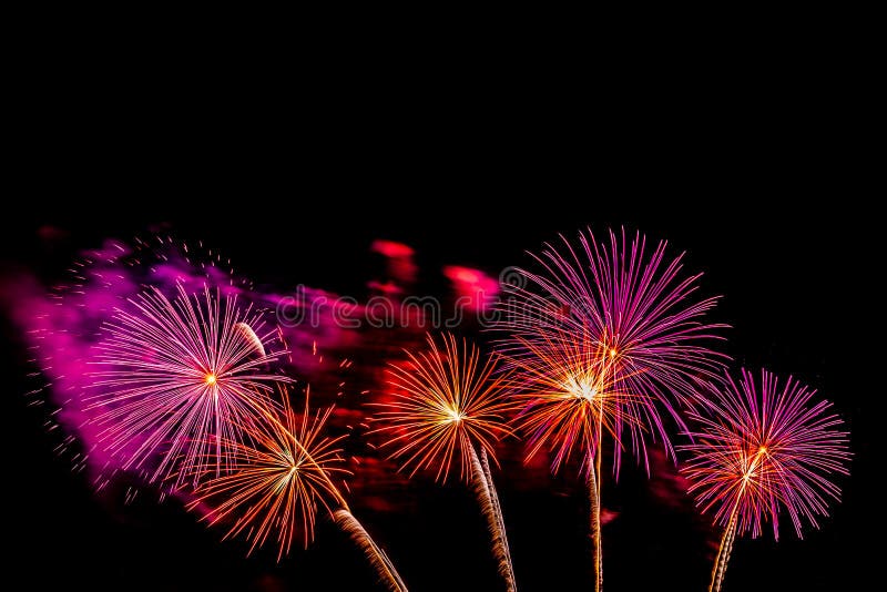 Beautiful Colorful Firework Display at Night for Celebrate Stock Photo ...