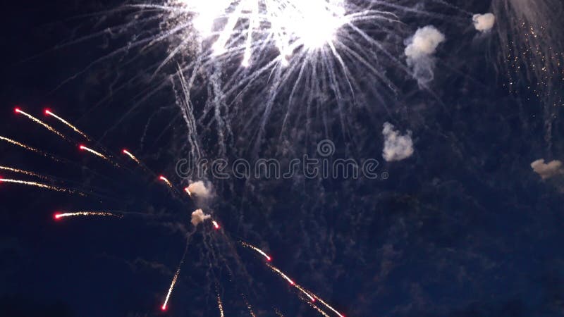 Beautiful Colorful Fireworks Show in Night Sky Stock Footage - Video of ...