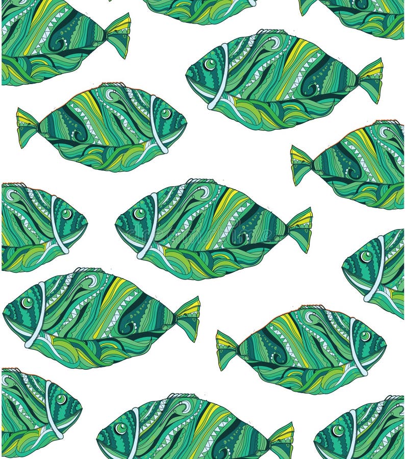 Beautiful Colorful Fish is Hand-painted with Patterns Stock Vector ...