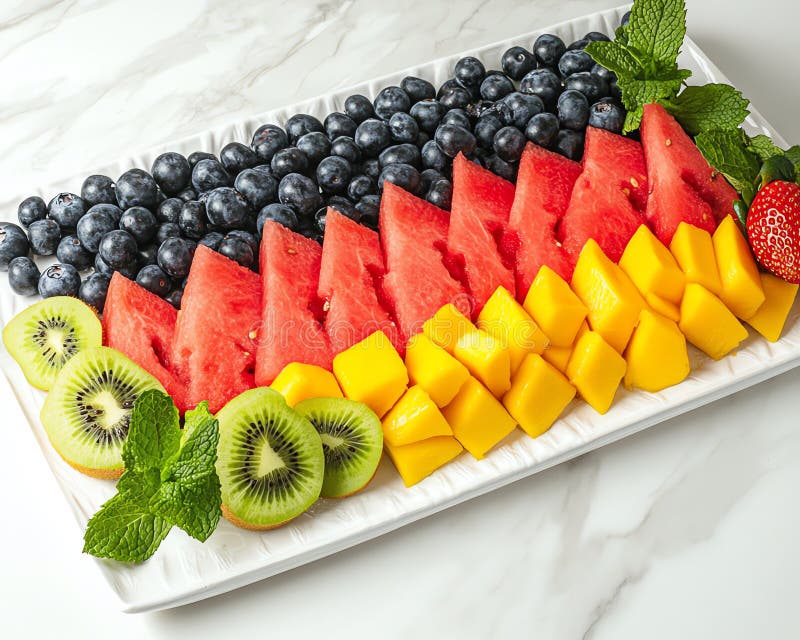 Beautiful Colorful Fruit Platter Arrangement Stock Photo - Image of ...