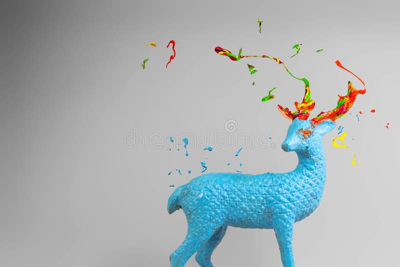 Beautiful Colorful Horns on a a Magic Deer Stock Image - Image of ...