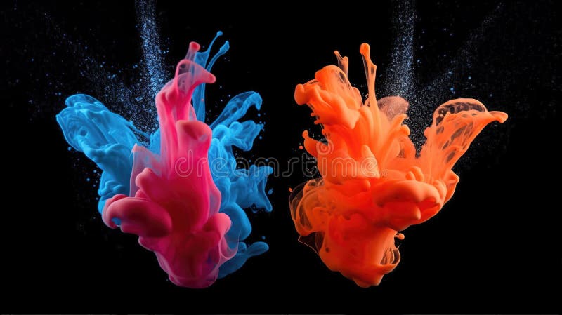 Beautiful Colorful Inks in a Fluid Fall, Wallpaper Design, Ai Generated ...