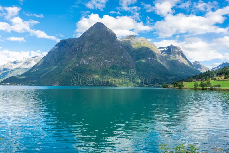 Beautiful and Colorful Lake in Oppstryn, Norway Stock Photo - Image of ...
