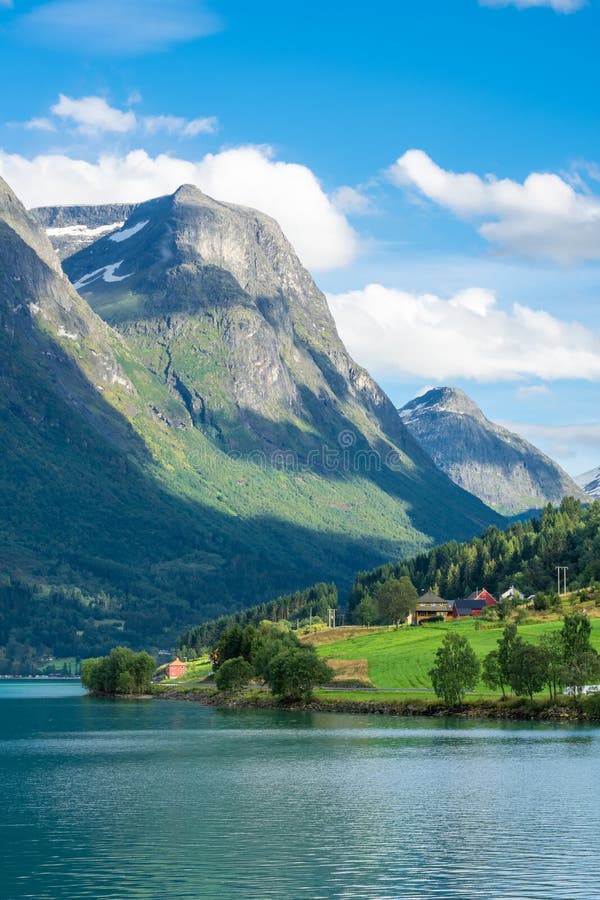 Beautiful and Colorful Lake in Oppstryn, Norway Stock Image - Image of ...