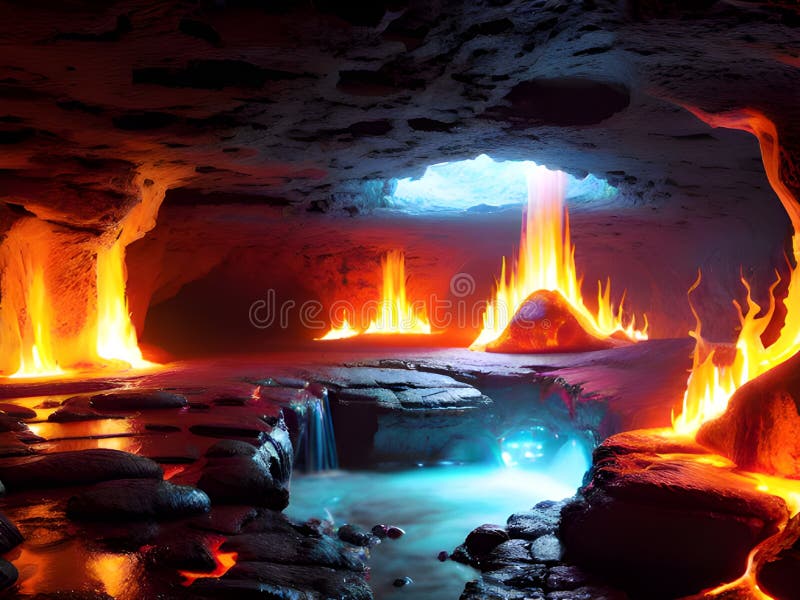 The Beautiful Colorful Lava Formations in the Cave, Ai Generated Stock ...