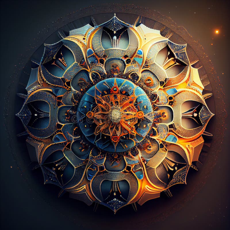 Beautiful colorful mandala stock illustration. Illustration of round ...