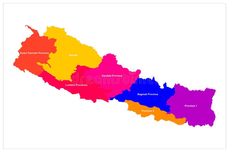 Beautiful Colorful Nepal New Map Illustration Stock Illustration ...