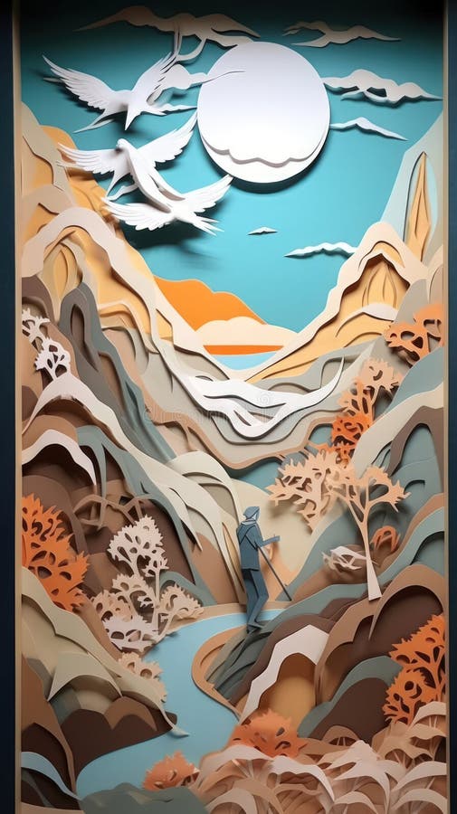 Beautiful Colorful Paper Cut Art Design. Generative AI Stock ...