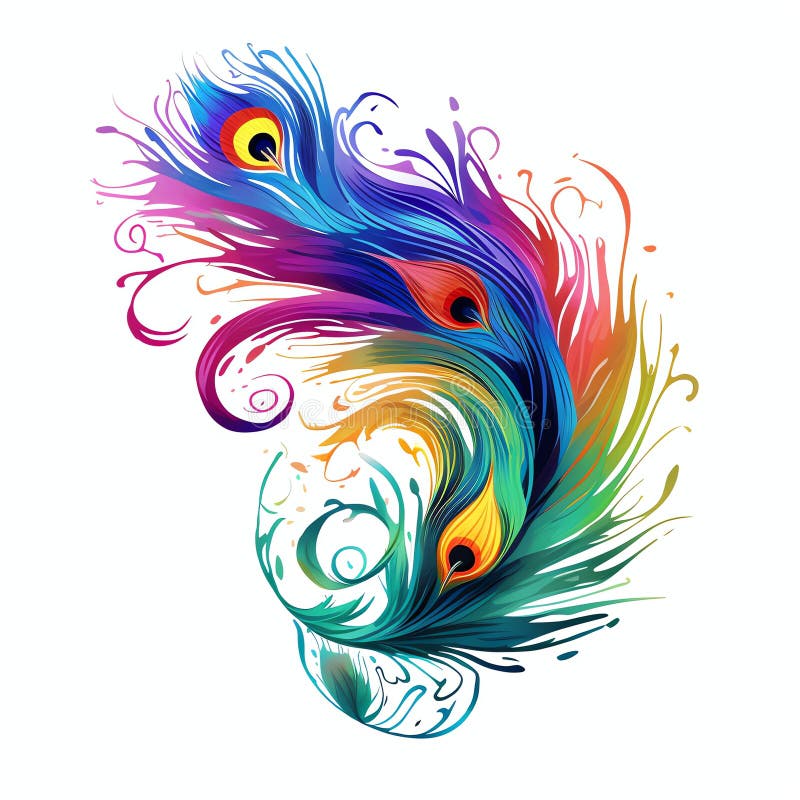 Beautiful Colorful Peacocks Feather Clipart Illustration Stock