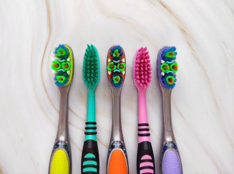 Beautiful Colorful Plastic Toothbrushes for Brushing Teeth Stock Image ...