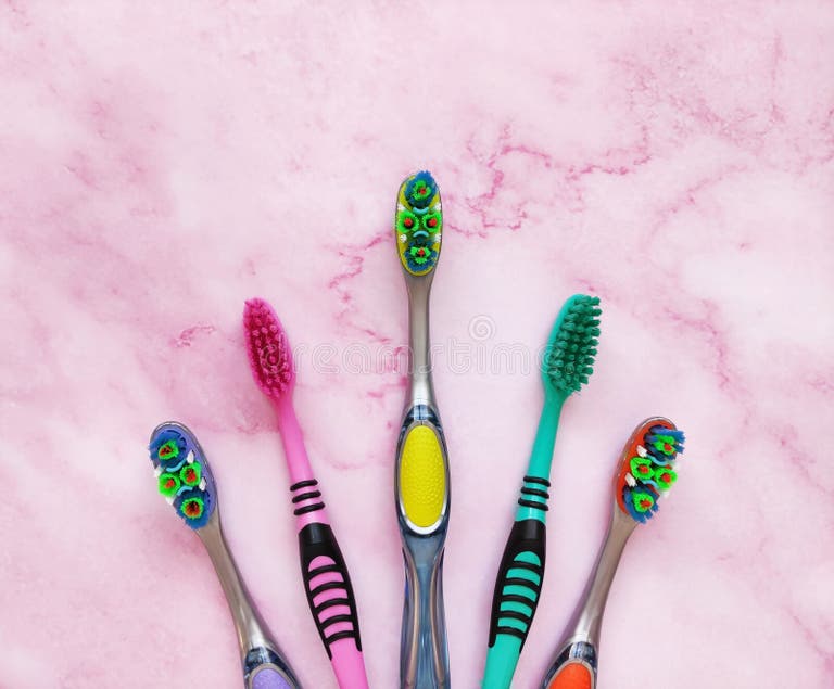 Beautiful Colorful Plastic Toothbrushes for Brushing Teeth Stock Photo ...