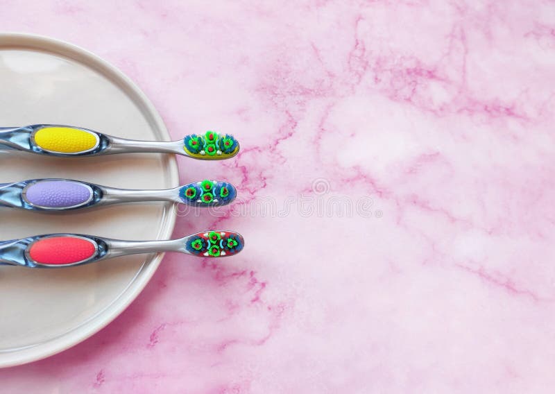 Beautiful Colorful Plastic Toothbrushes for Brushing Teeth Stock Image ...