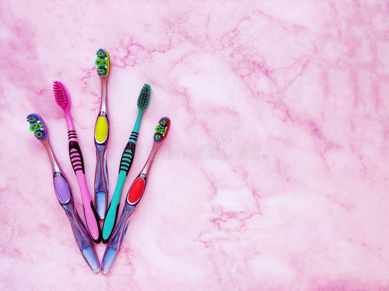 Beautiful Colorful Plastic Toothbrushes for Brushing Teeth Stock Photo ...